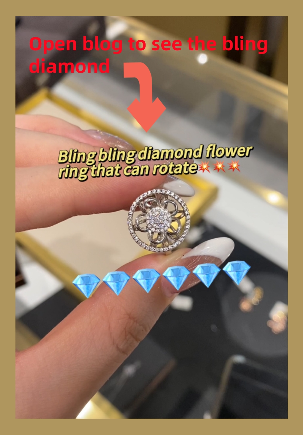 Bling bling diamond ring that can rotate - jinyi